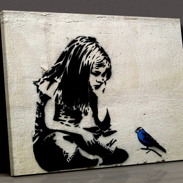 Banksy Girl and Bird - Etsy