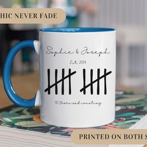 Anniversary Mug Personalized, Tally Marks, Tin Year Anniversary Gift ...