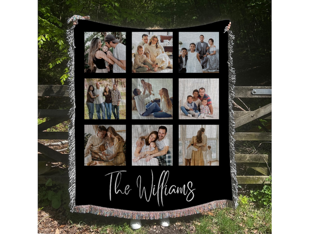 Custom Photo Blanket, Personalized Woven Cotton Throw, Picture Blanket ...