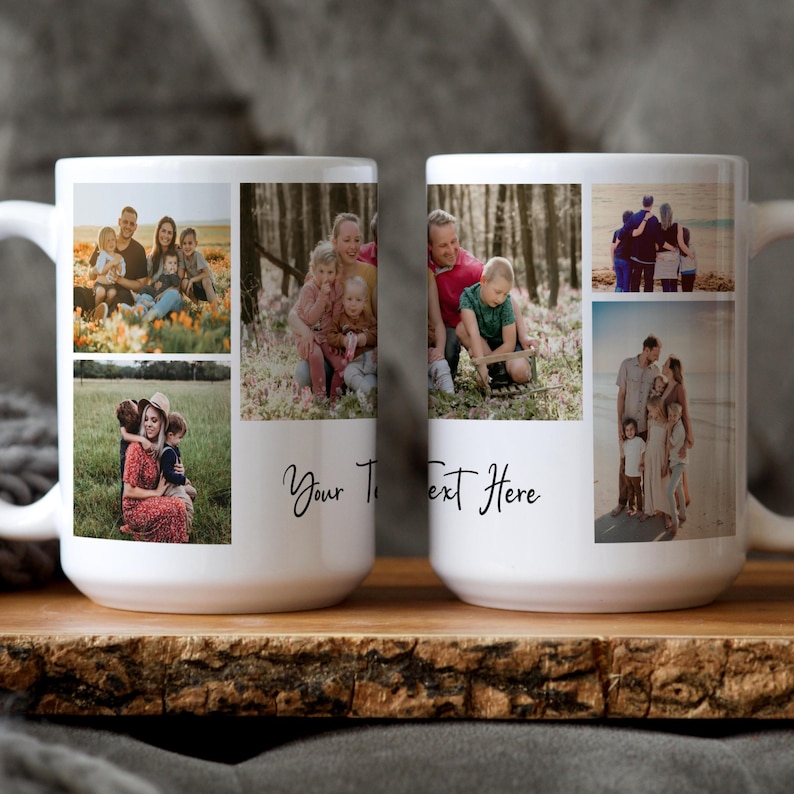 Custom Photo Collage Mug, Personalized Picture Coffee Mug With Text ...