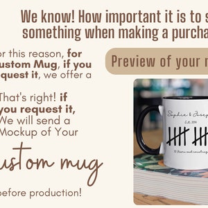 Anniversary Mug Personalized, Tally Marks, Tin Year Anniversary Gift ...