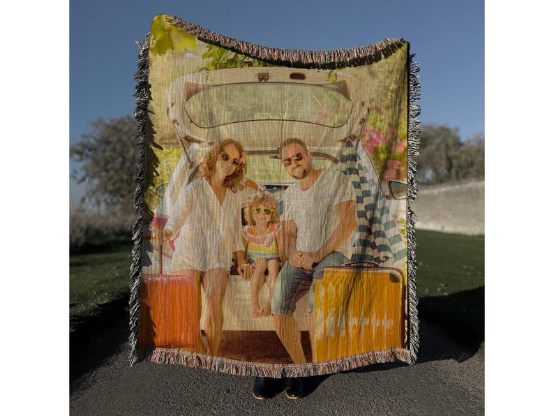 Custom Photo Blanket, Personalized Woven Cotton Throw, Picture Blanket ...