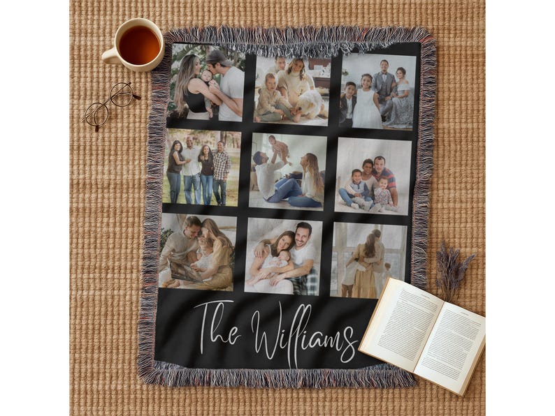 Custom Photo Blanket, Personalized Woven Cotton Throw, Picture Blanket ...