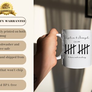 Anniversary Mug Personalized, Tally Marks, Tin Year Anniversary Gift ...