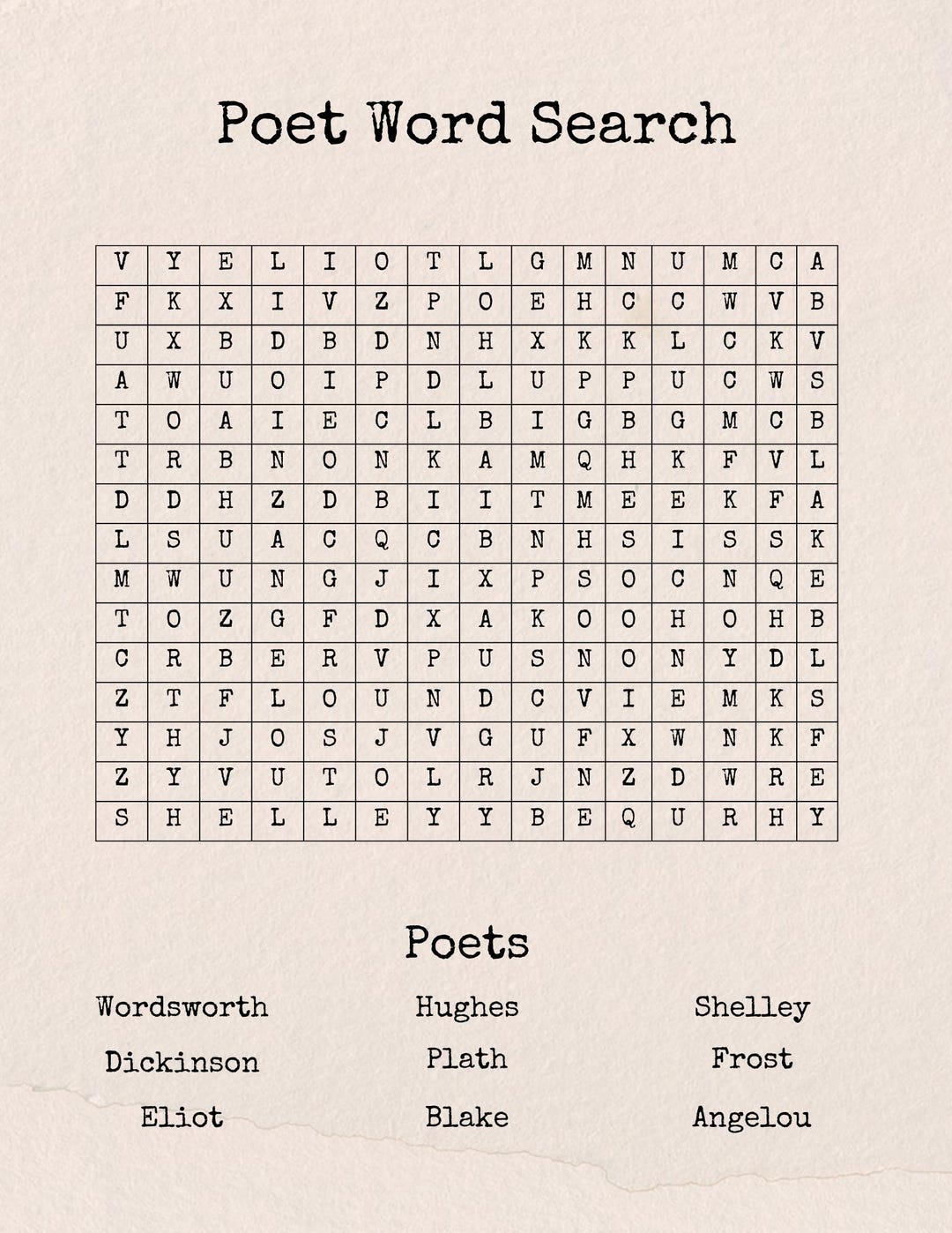 Poets Word Search - Etsy Canada