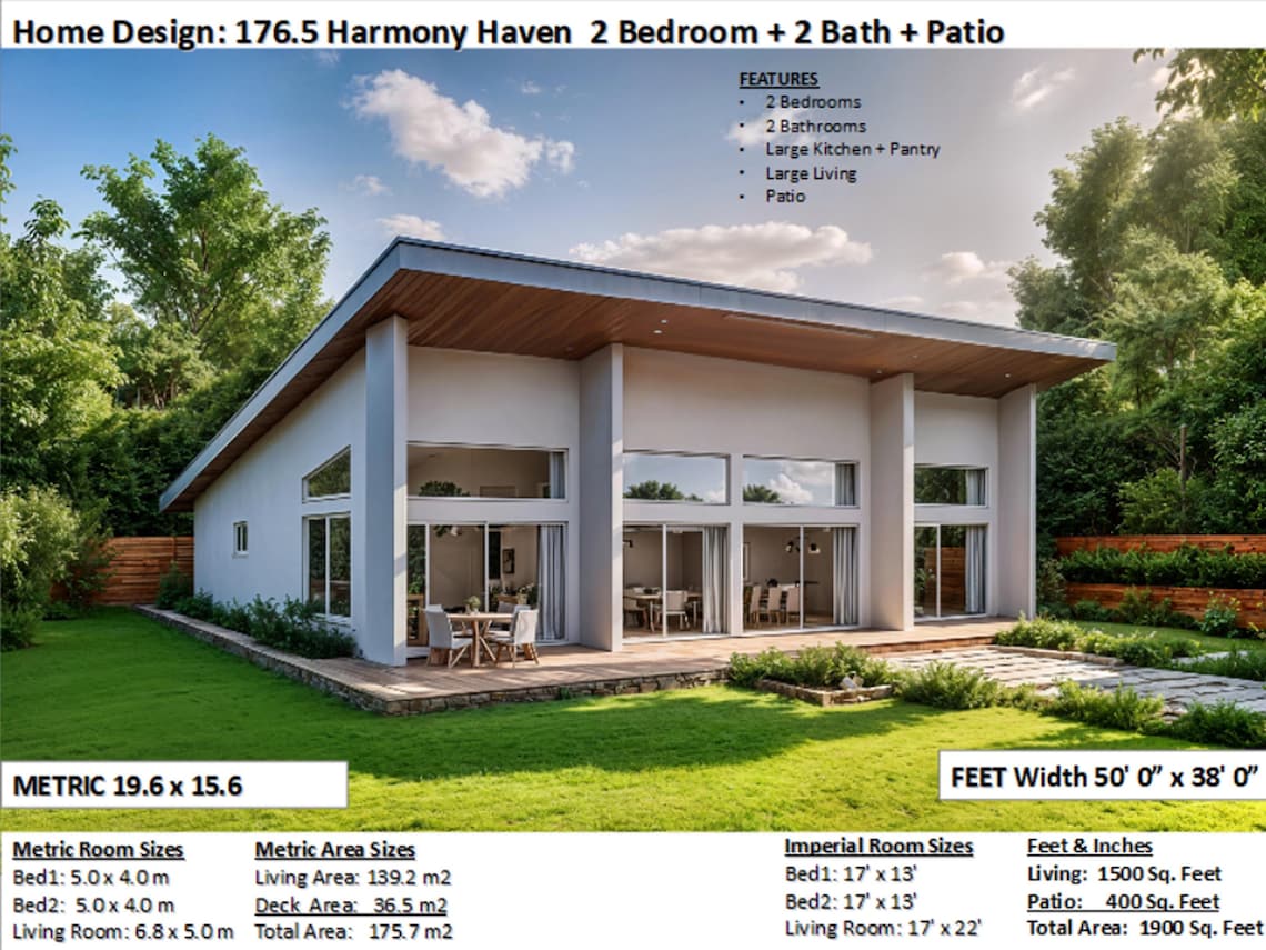 New House Plan#176.5 Harmony Haven: Modern Granny Flat - Small and Tiny ...