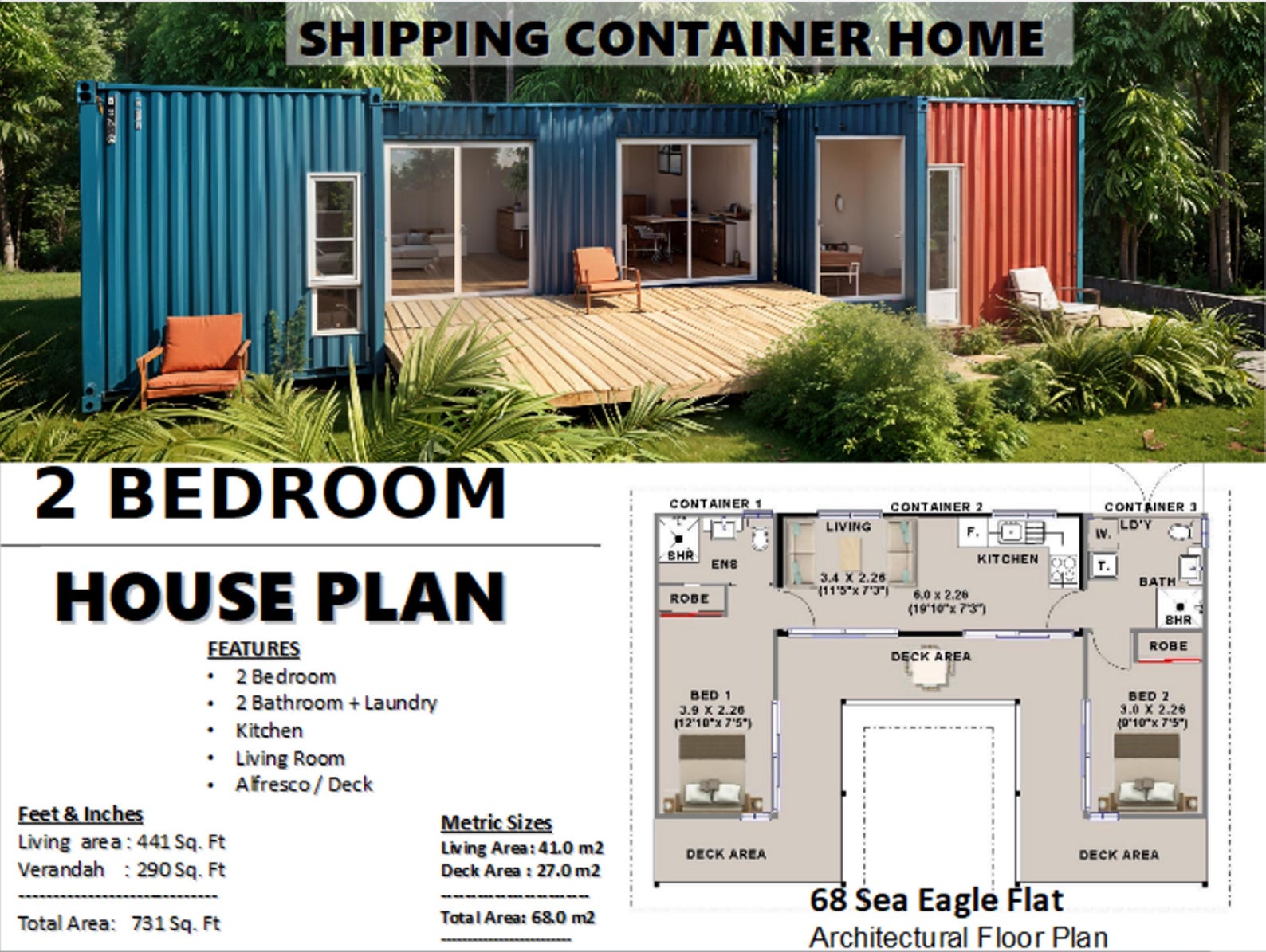 House Plan 68 Sea Eagle: Low-cost & Affordable Container Home Plans ...