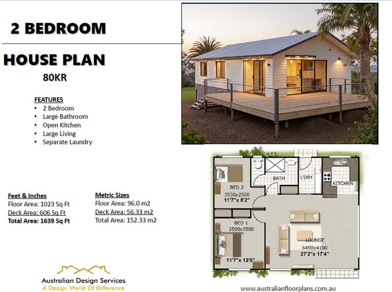 House Plan#80kr- Modern Granny Flat - Small and Tiny Home Design 1023 ...