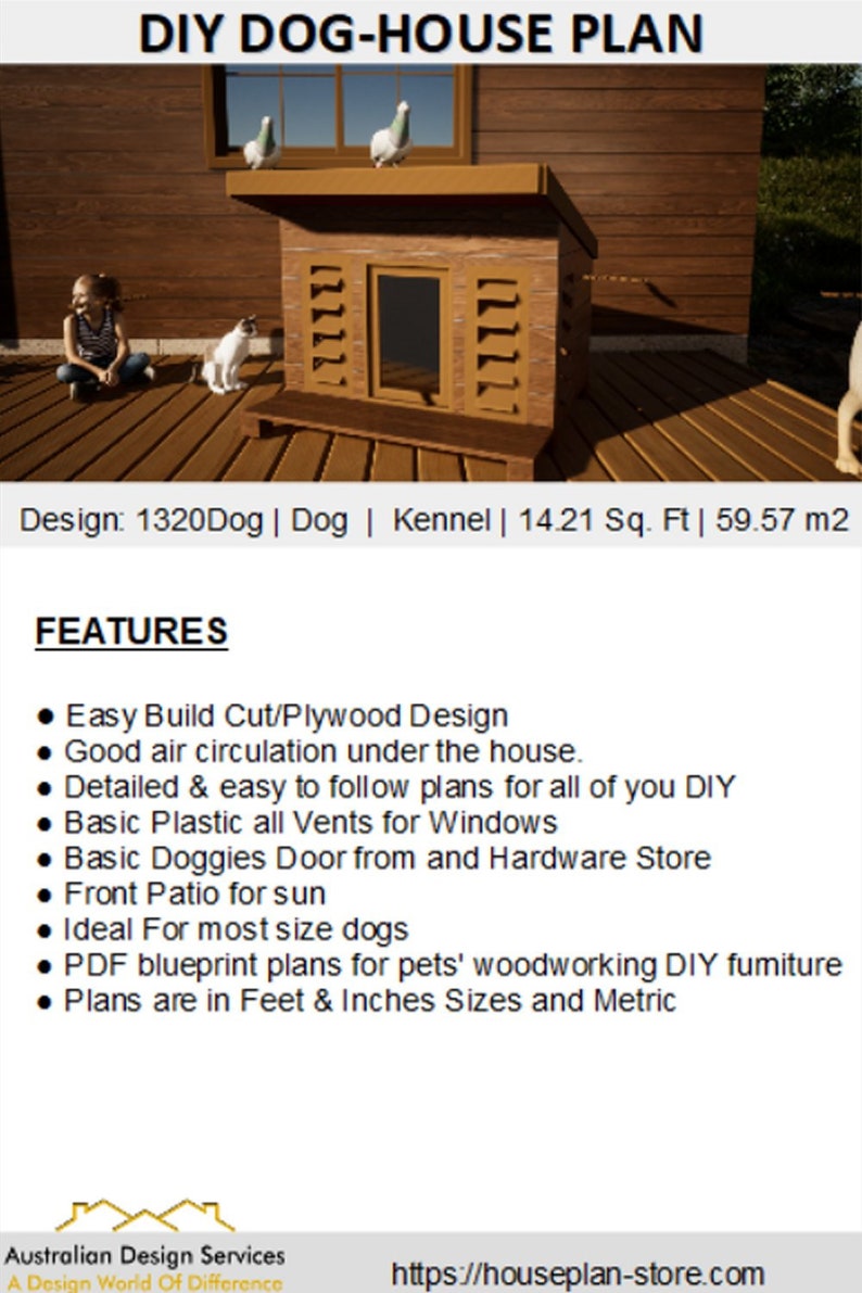 House Plan#1320: DIY House Plans & Dog Kennel/doghouse Plans - Etsy
