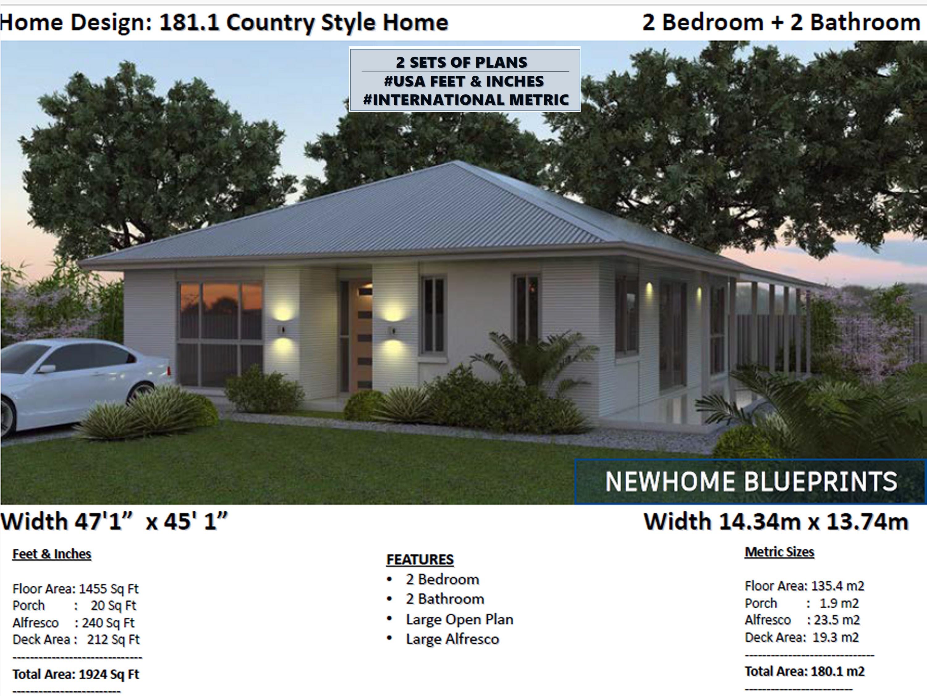 New House Plan #181.1 – 1,500 Sq Ft (135 Sq Meters) Country-style Home ...