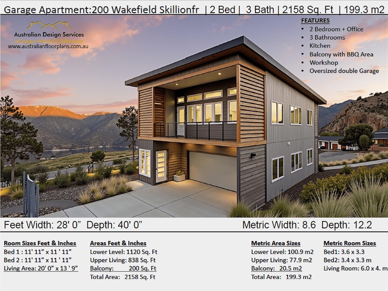 House Plan #200 WAKEFIELD Skillion – 2-bedroom + Office Garage ...