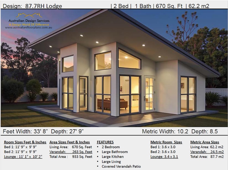 New House Plan #87.7RH – Lodge Style Modern Granny Flat | Small & Tiny ...