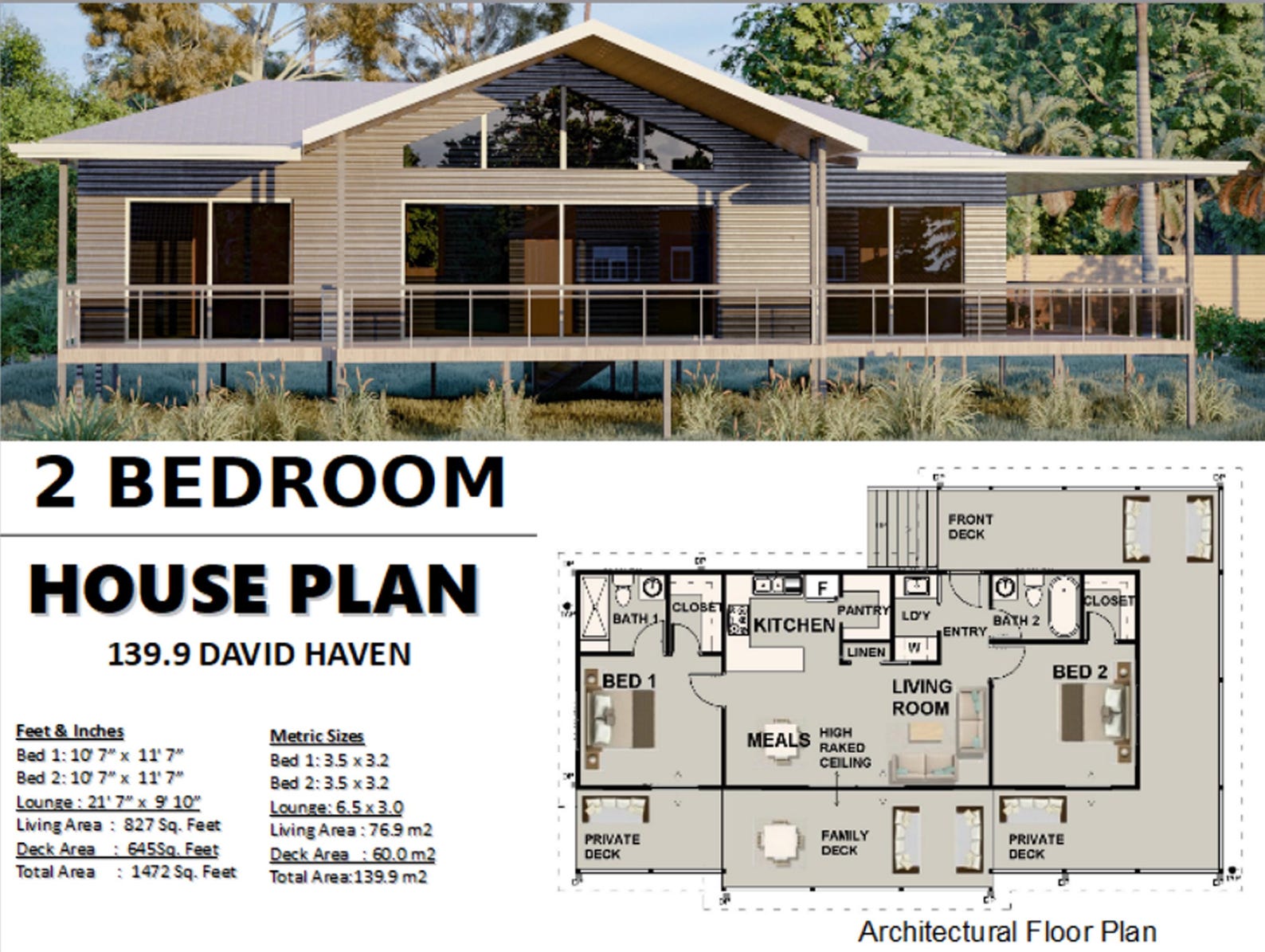 House Plan#139.9 David:charming 827 Sq. Ft. Granny Flat - Cozy 2 ...