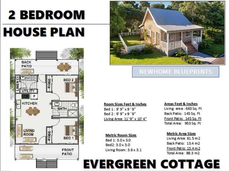 Dream Cottage House Plan #60 | Compact Home Blueprint | Ideal for Guest ...