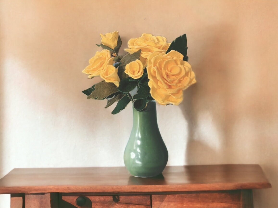 Felt Roses Flower Stems Home Decor Mother's Day Gift Book Shelf Decor ...