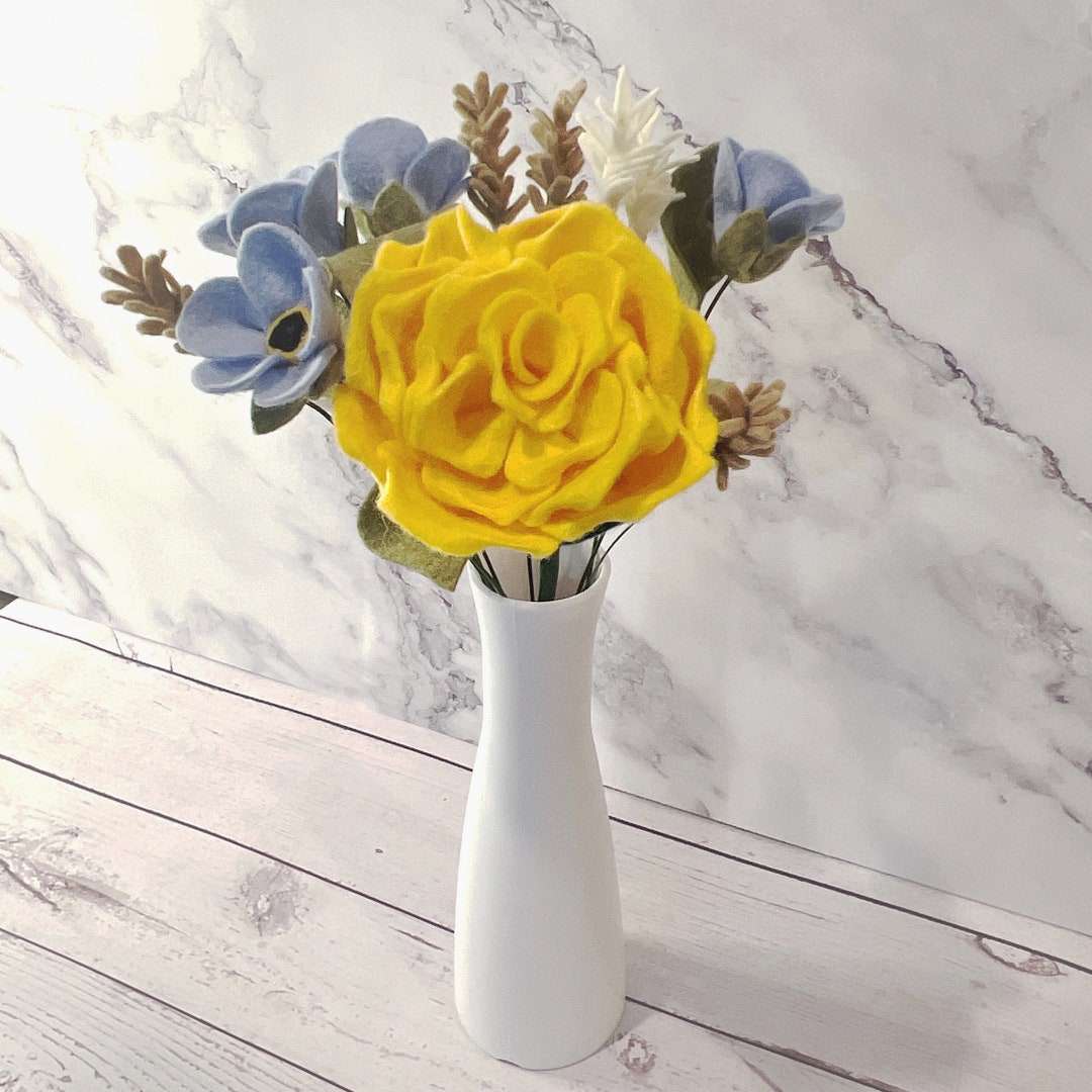 Felt Roses Flower Stems Home Decor Mother's Day Gift Book Shelf Decor ...