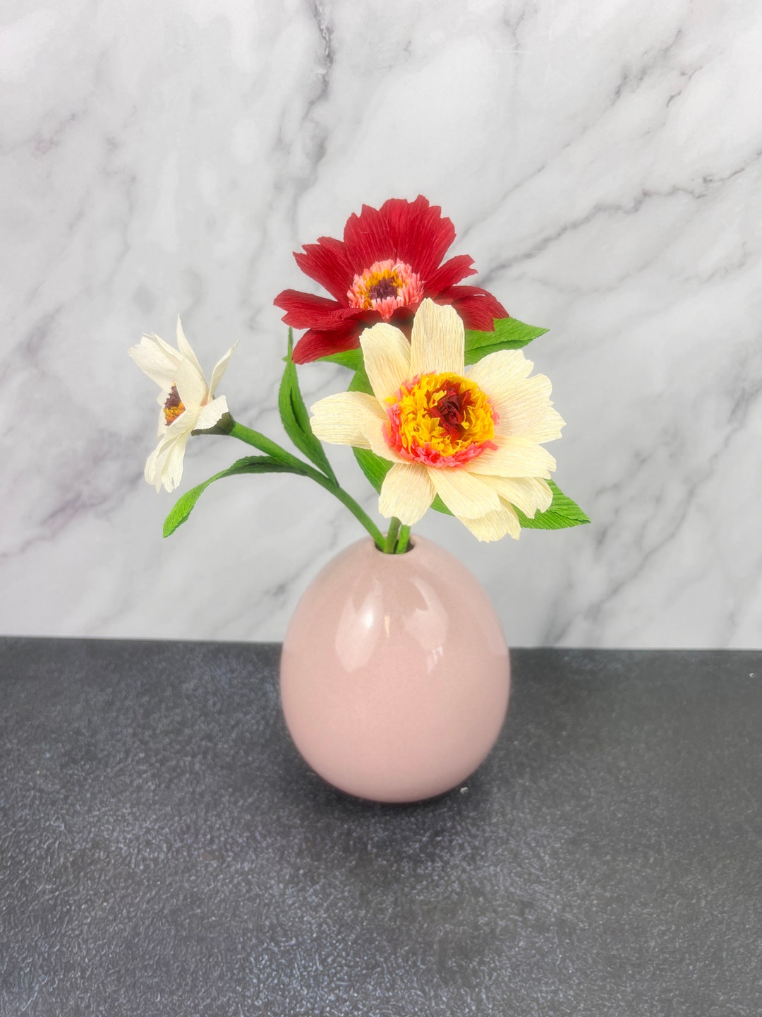 Realistic Paper Zinnia Flower 1st Anniversary Gift Handmade Paper ...