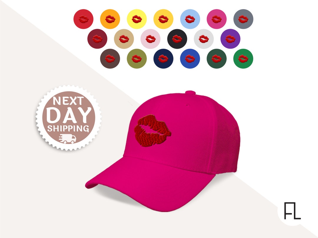 Baseball Cap Red Lips Kiss Embroidery Custom Soft Cap Kiss - Etsy