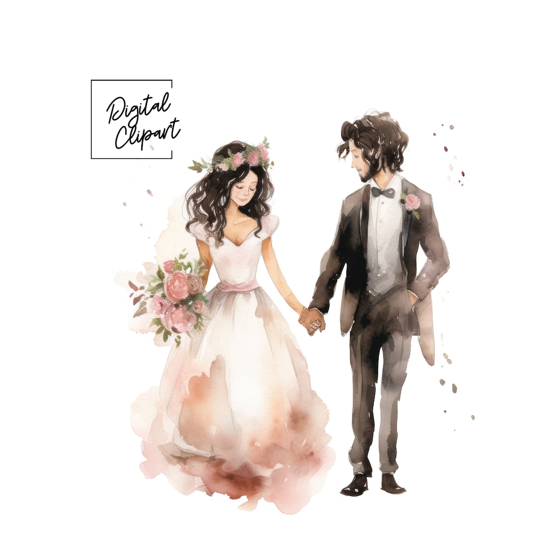 Bride and Groom Png, Long Haired Bride and Groom, Wedding Couple ...