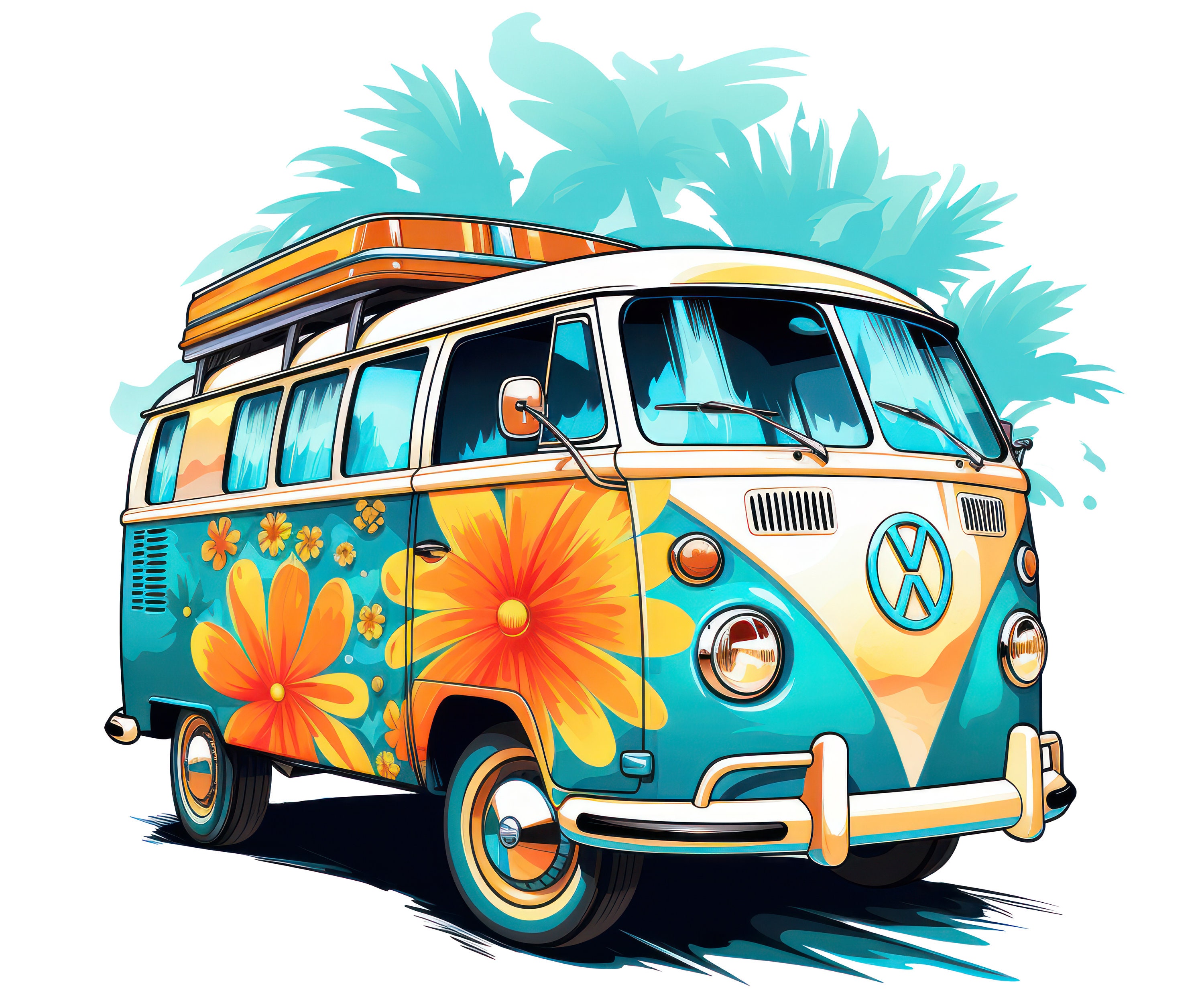 VW Bus Clipart Psychedelic VW Bus Clipart Colourful VW Bus - Etsy