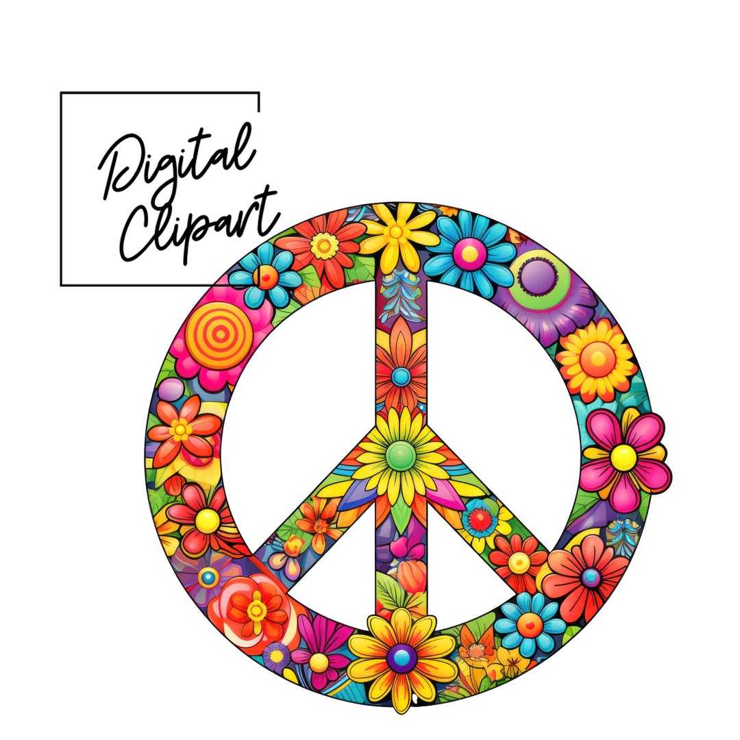 Groovy Peace Sign, Retro Peace Sign, Wall Art Png, T-shirt Art, Digital ...