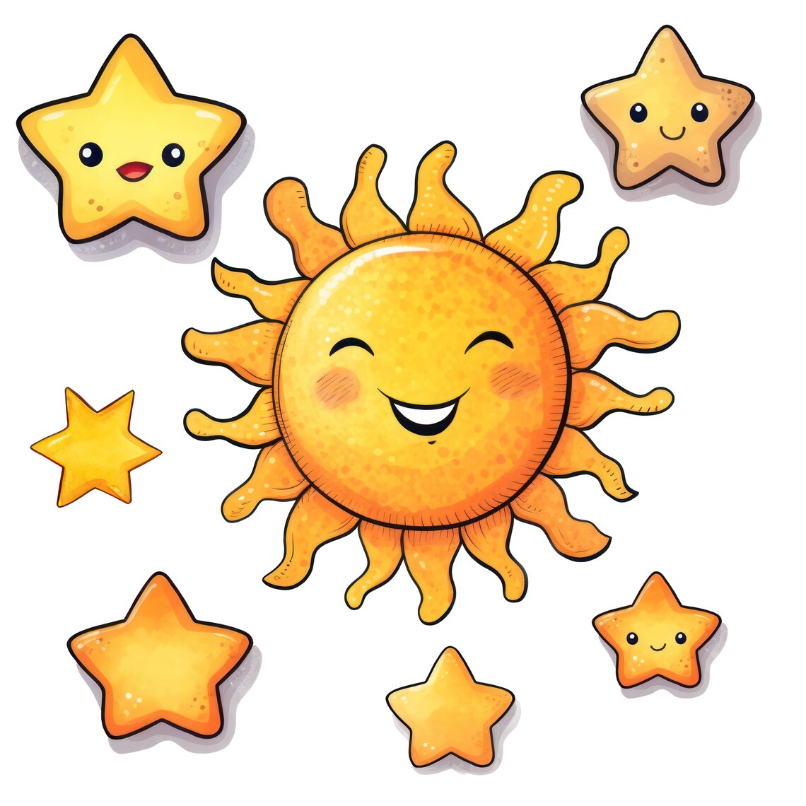 Sun and Moon Clipart, Weather Clipart, Cute Sun Clipart, Rainbow, Cloud ...