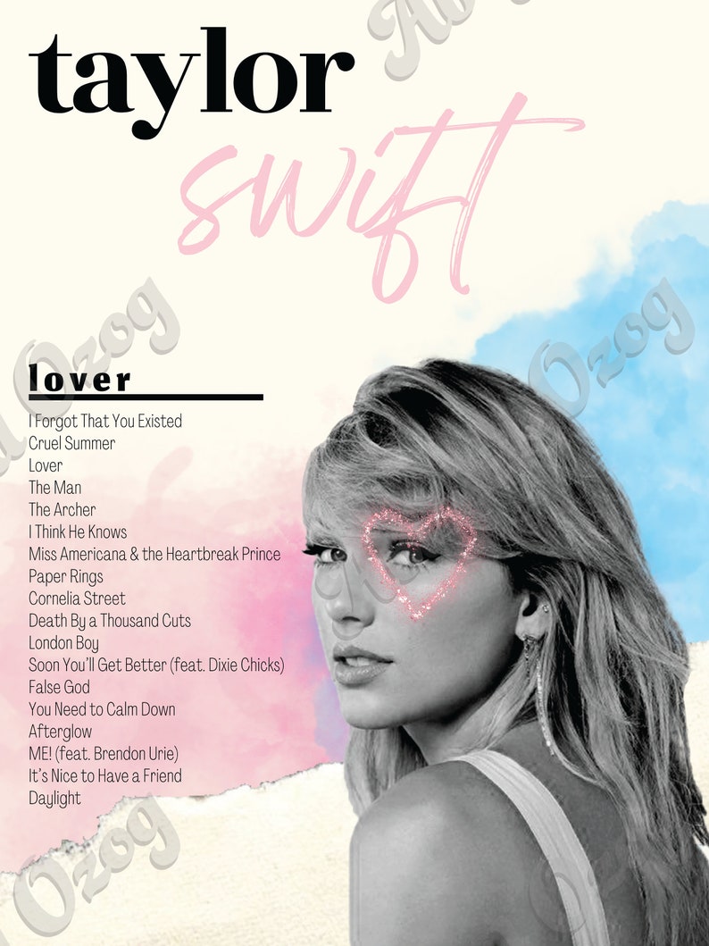 Taylor Swift Lover Printable PDF Digital Download Poster - Etsy