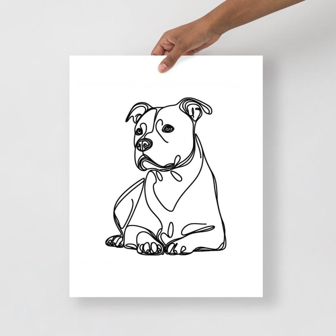 One Line American Staffordshire Terrier Print | 600 DPI Minimalist ...