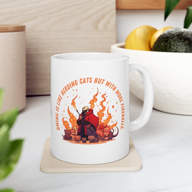 DND Cat Mug, Dming is Like Herding Cats With Fireballs, Dungeon Master ...