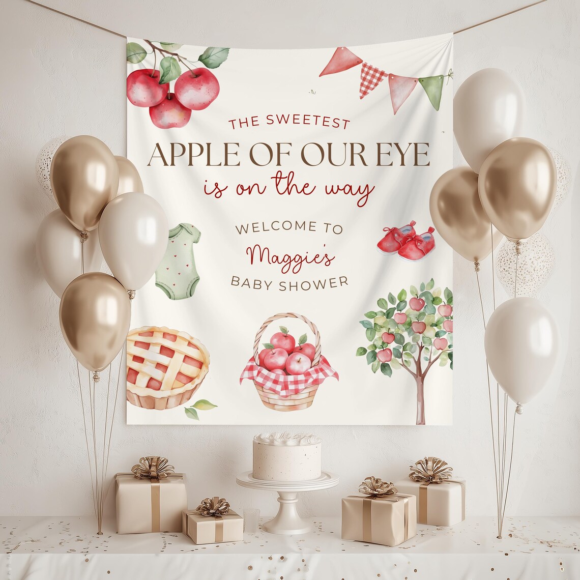 Apple of Our Eye Baby Shower Party Backdrop, Fall Orchard Themed Baby ...