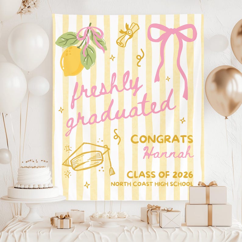 ORIGINAL ARTIST Custom Freshly Graduated Banner, 2026 Graduation ...