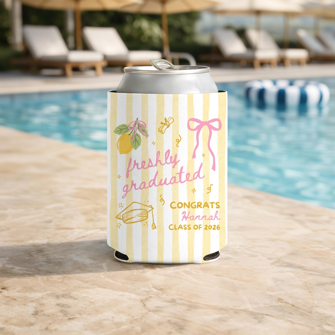 Custom Freshly Graduated Can Cozies, 2026 Graduation Favors, Graduation ...