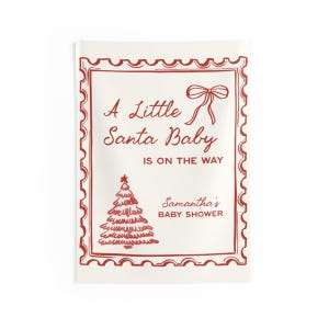 Santa Baby Shower Party Backdrop, Christmas Themed Baby Shower Banner ...