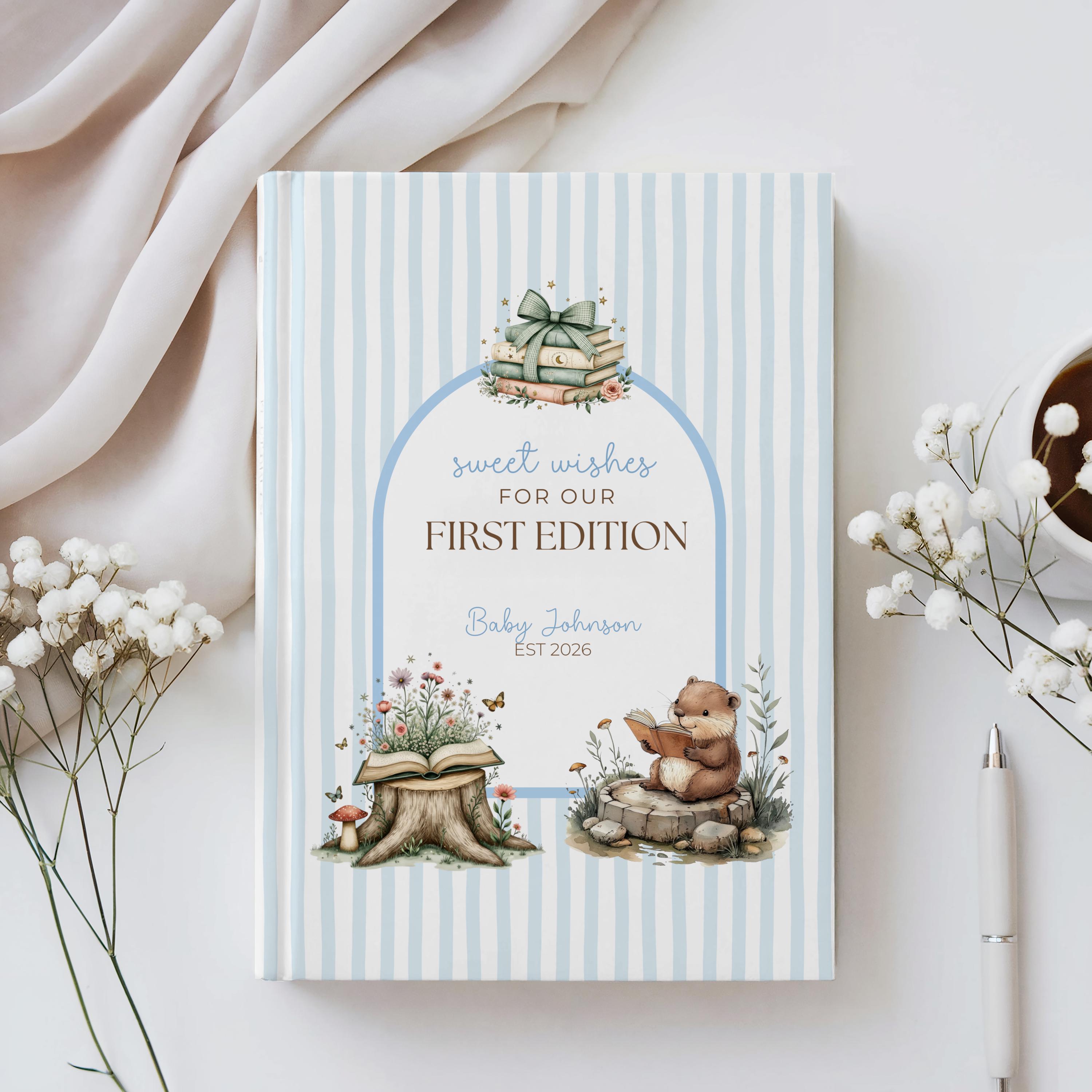 Custom First Edition Baby Memory Book for New Mom, Woodland Animals ...