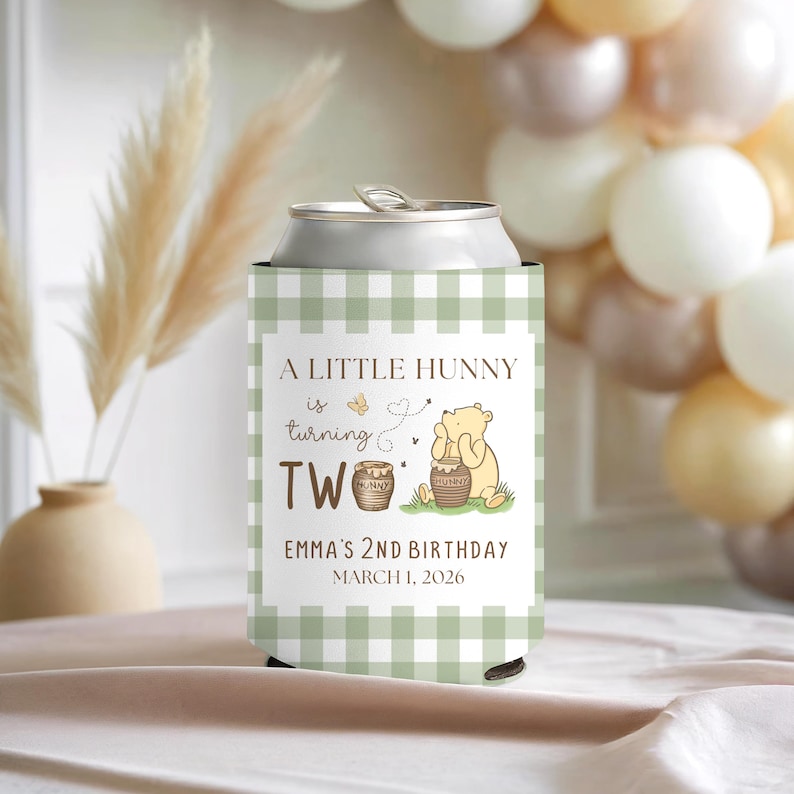 Custom Classic Winnie the Pooh 2nd Birthday Party Can Cooler, Hunny ...