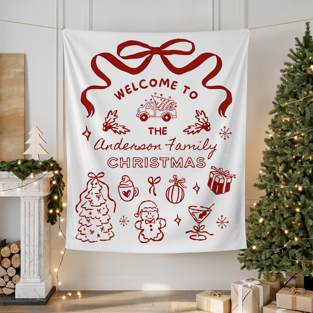 Custom Christmas Party Welcome Sign, Friendsmas Dinner Cocktail Party ...