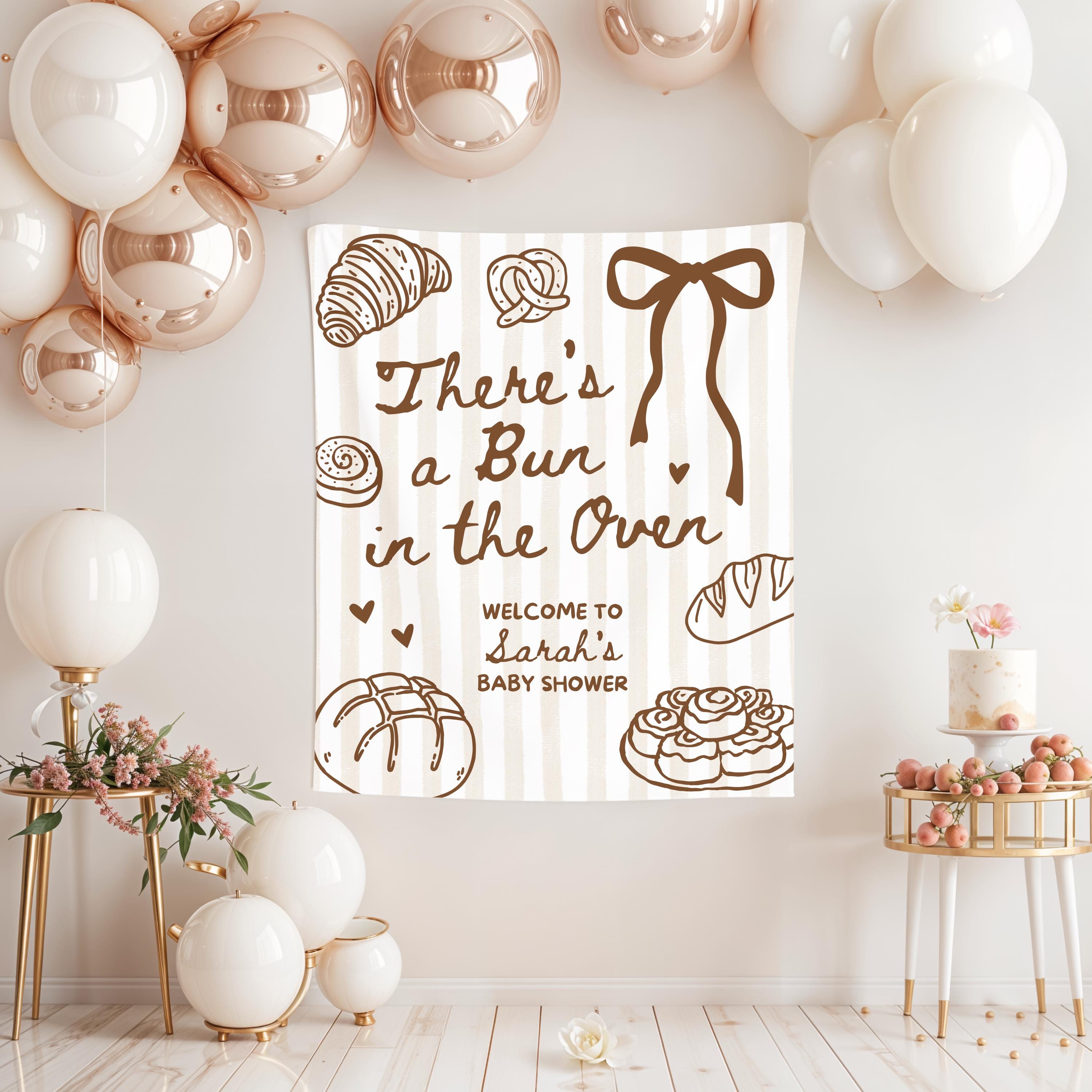 Bun in the Oven Baby Shower Party Backdrop, Cinnamon Bun Baby Welcome ...