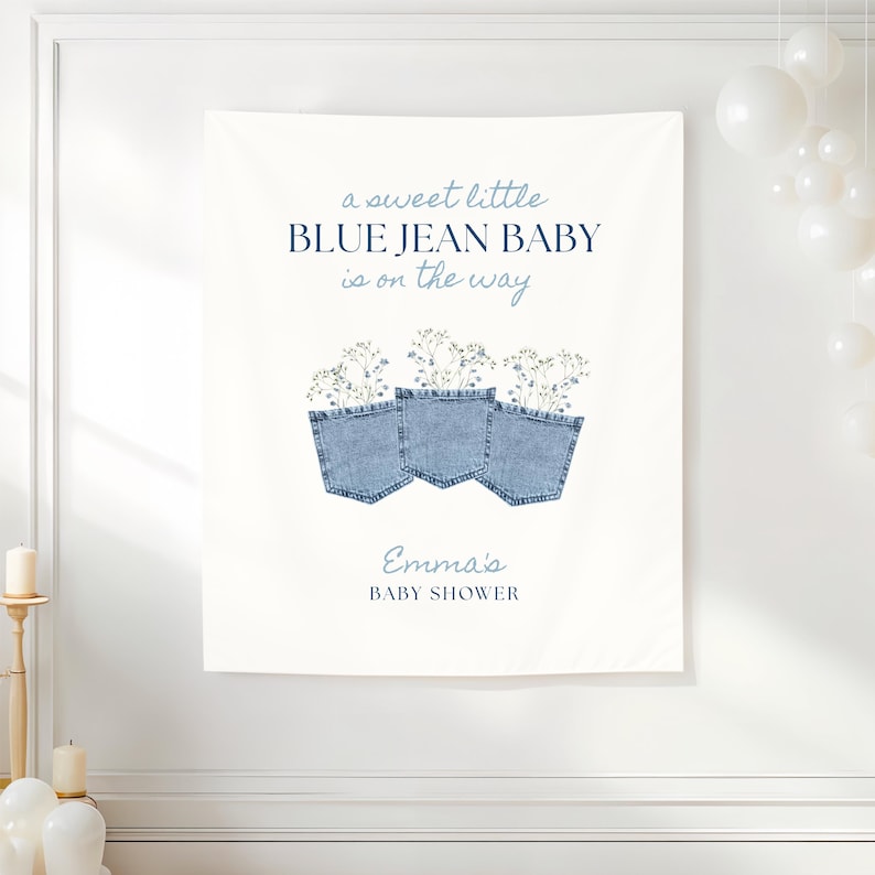 Custom Blue Jean Baby Shower Decorations, Western Denim Baby Shower ...