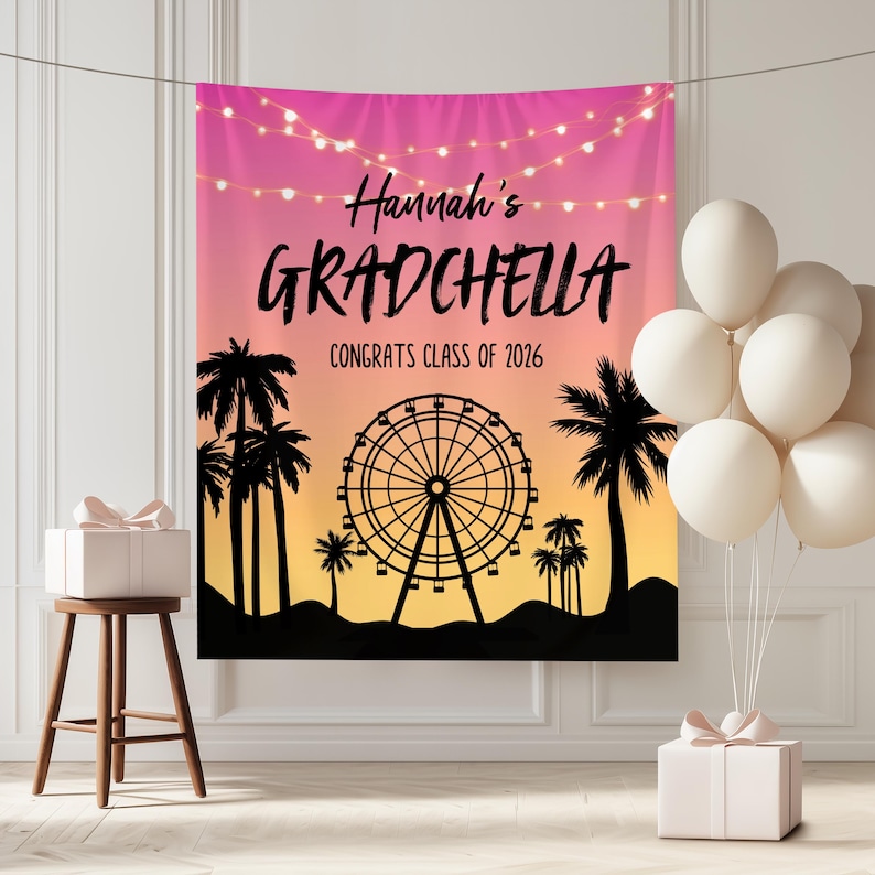 Custom Gradchella Graduation Banner, Music Festival Theme Graduation ...
