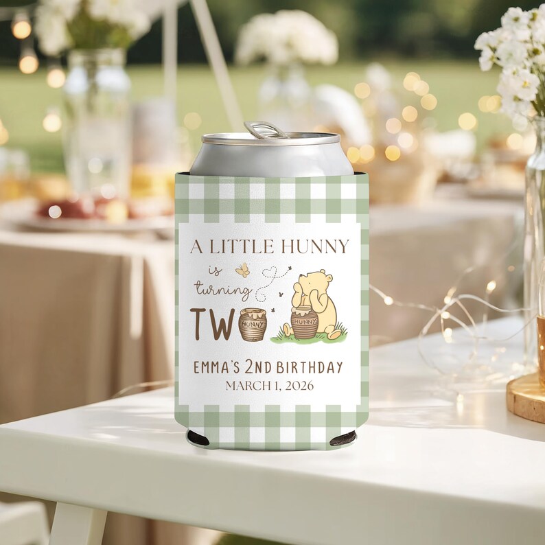 Custom Classic Winnie the Pooh 2nd Birthday Party Can Cooler, Hunny ...