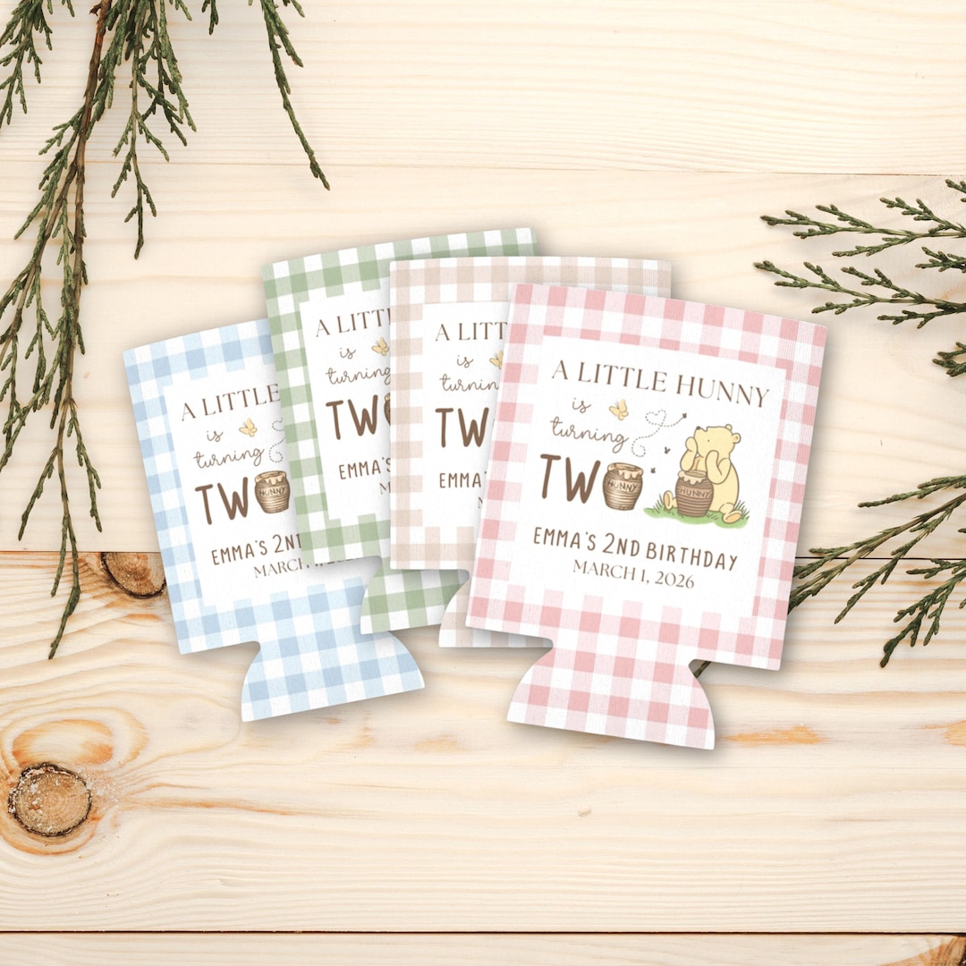 Custom Classic Winnie the Pooh 2nd Birthday Party Can Cooler, Hunny ...