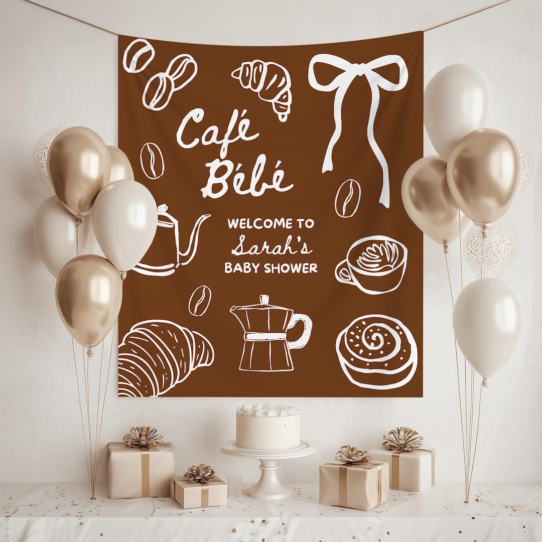 Cafe Bebe Coffee Baby Shower Party Backdrop, Baby Brewing Baby Shower ...