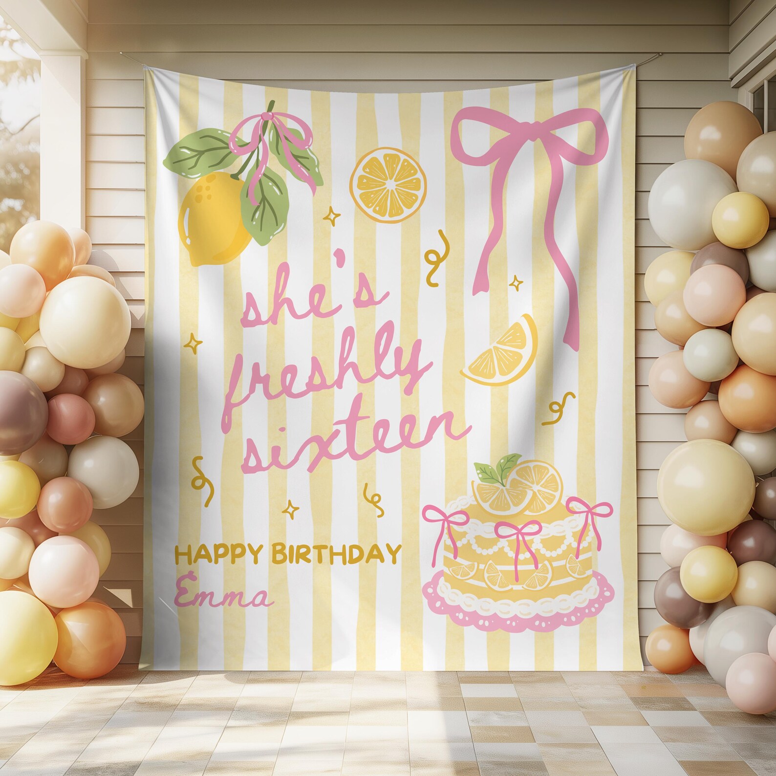 Custom Lemon Birthday Banner, Lemon Themed Sweet 16 Birthday Sign ...
