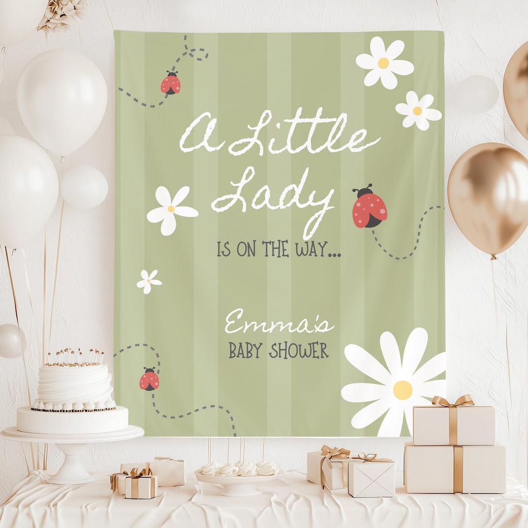 Custom Little Lady Bug on the Way Baby Shower Banner, Garden Love Bug ...