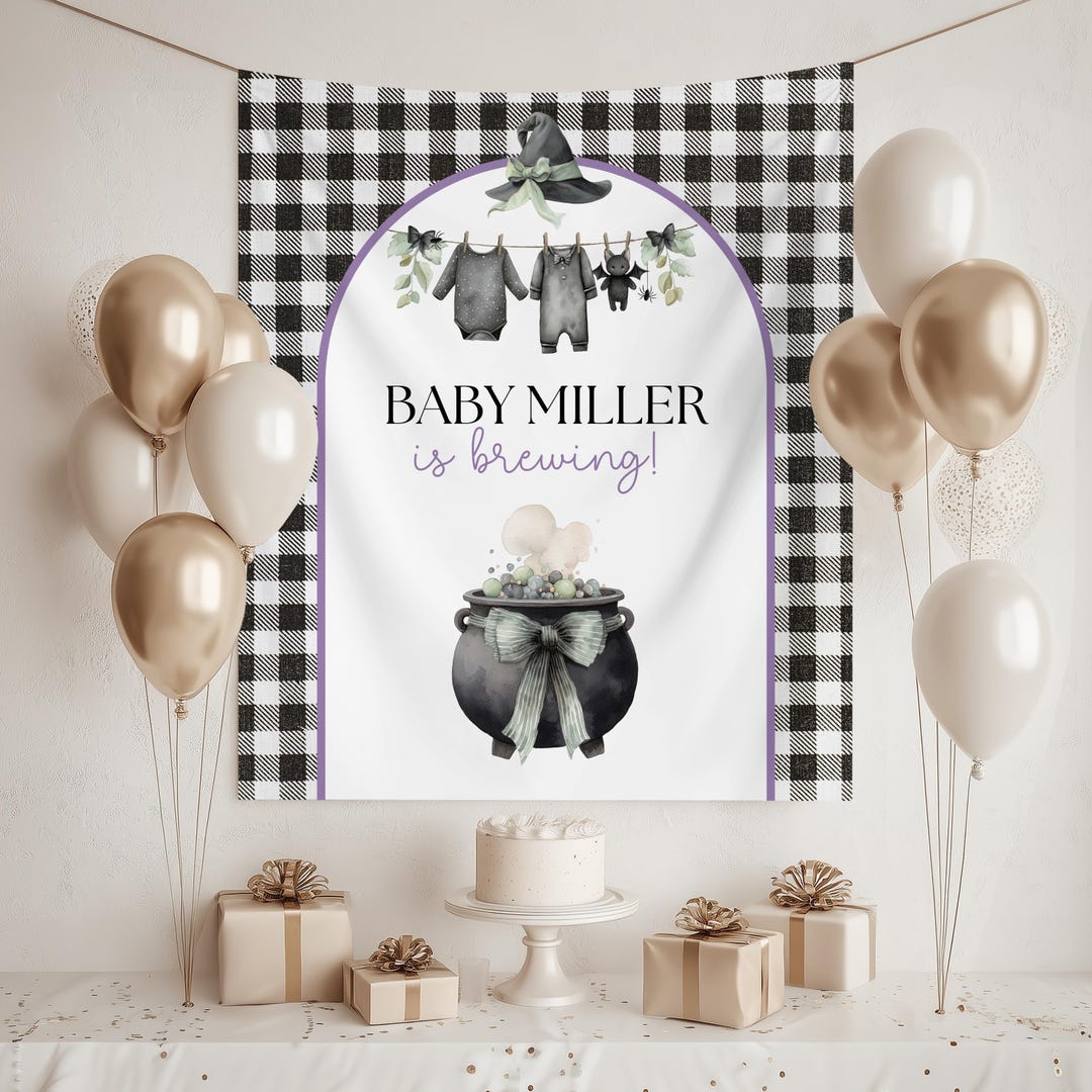 Halloween Baby Brewing Shower Party Backdrop, Little Boo is Almost Due ...