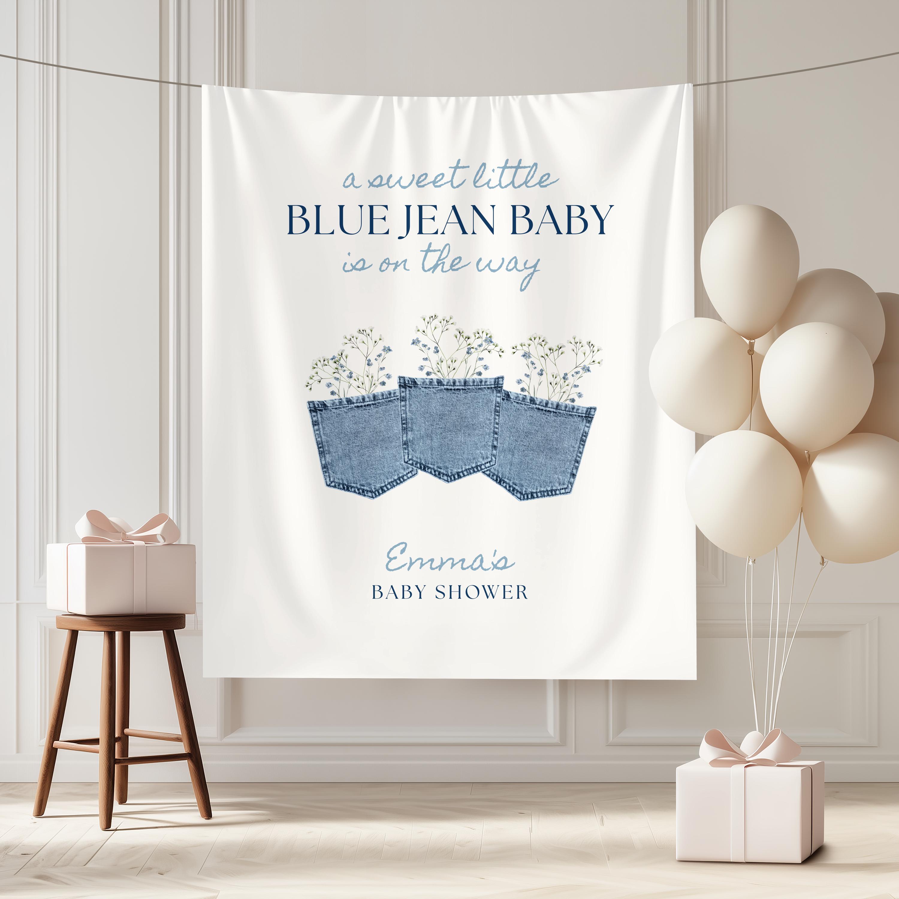 Custom Blue Jean Baby Shower Decorations, Western Denim Baby Shower ...