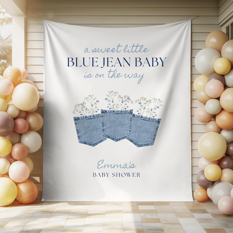 Custom Blue Jean Baby Shower Decorations, Western Denim Baby Shower ...