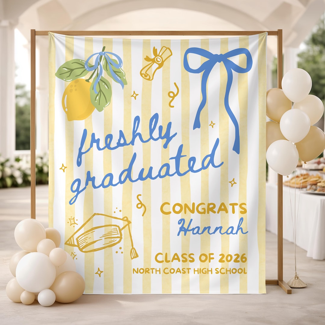 Custom Freshly Graduated Banner, 2026 Graduation Backdrop, Graduation ...