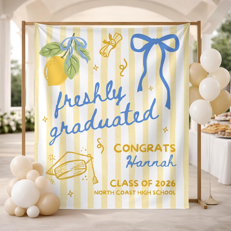 ORIGINAL ARTIST Custom Freshly Graduated Banner, 2026 Graduation ...