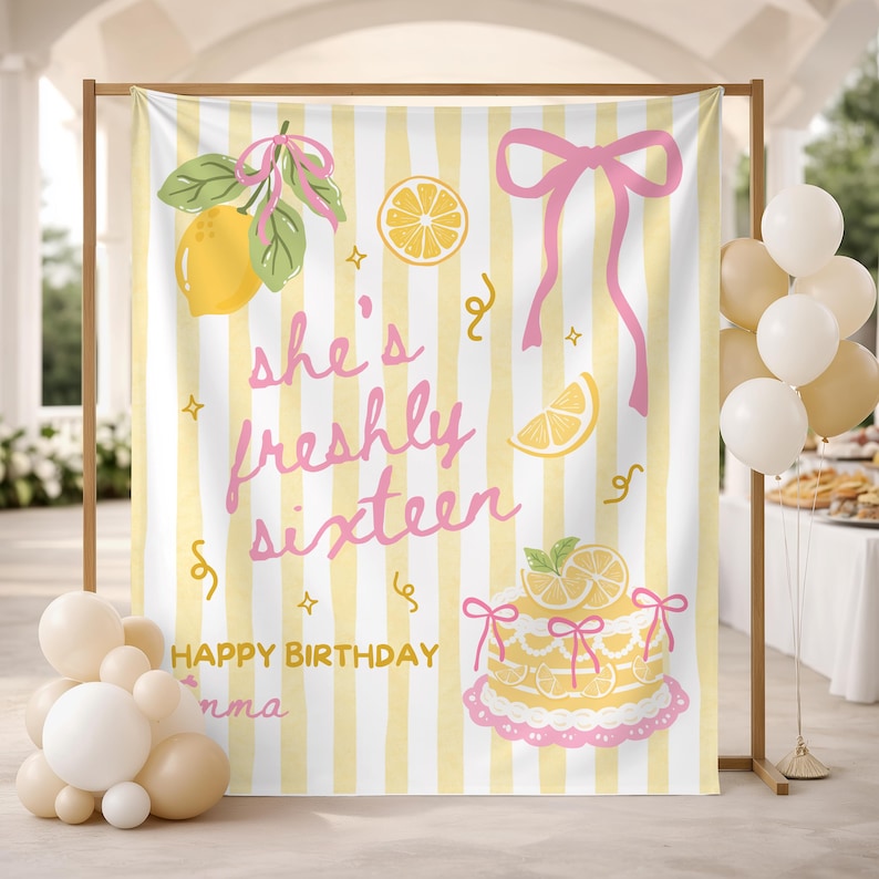 Custom Lemon Birthday Banner, Lemon Themed Sweet 16 Birthday Sign ...